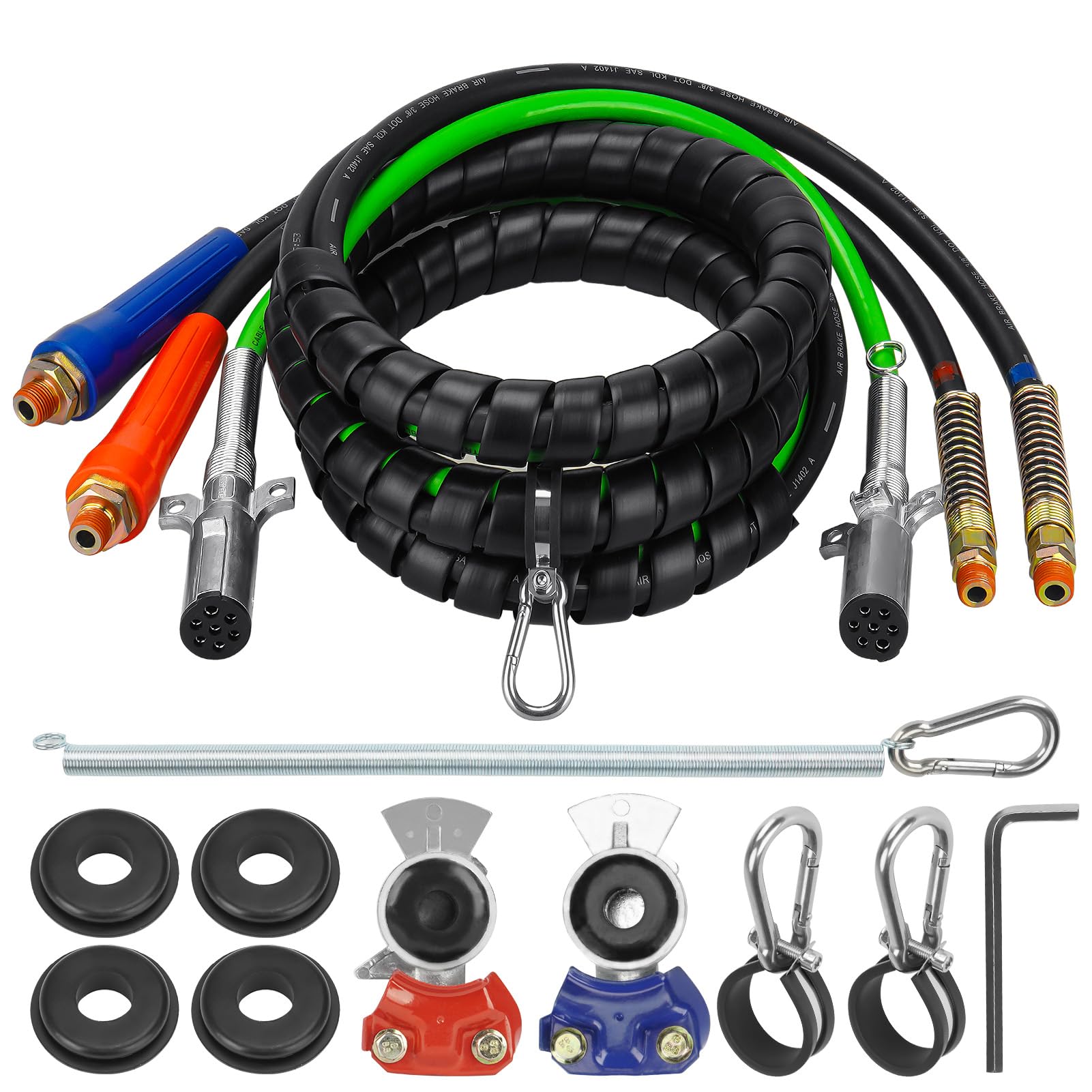 Snapklik.com : 12Ft 3 In 1 ABS & Air Power Line Hose Kit Wrap 7 Way ...