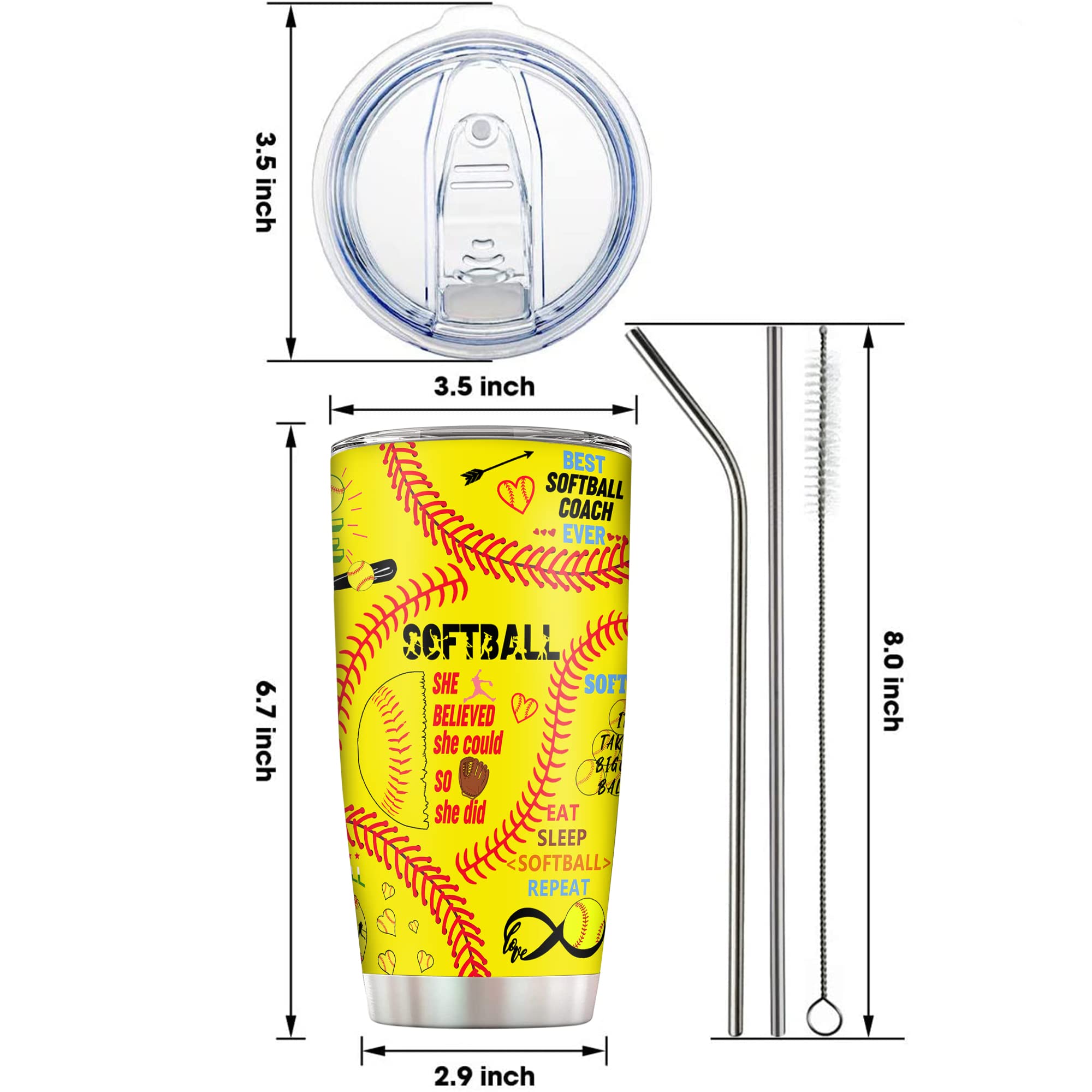 Snapklik.com : HYMONA Softball Gifts For Girls, Softball Coffee Tumbler ...