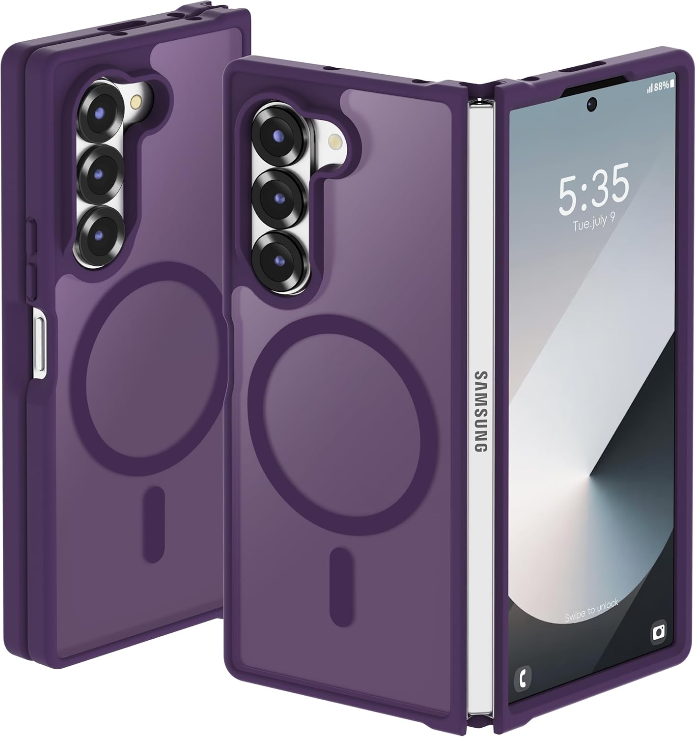 Amazon.com: ORETECH Magnetic Case Compatible with Samsung Galaxy Z Fold 6 Case, Translucent Back ...