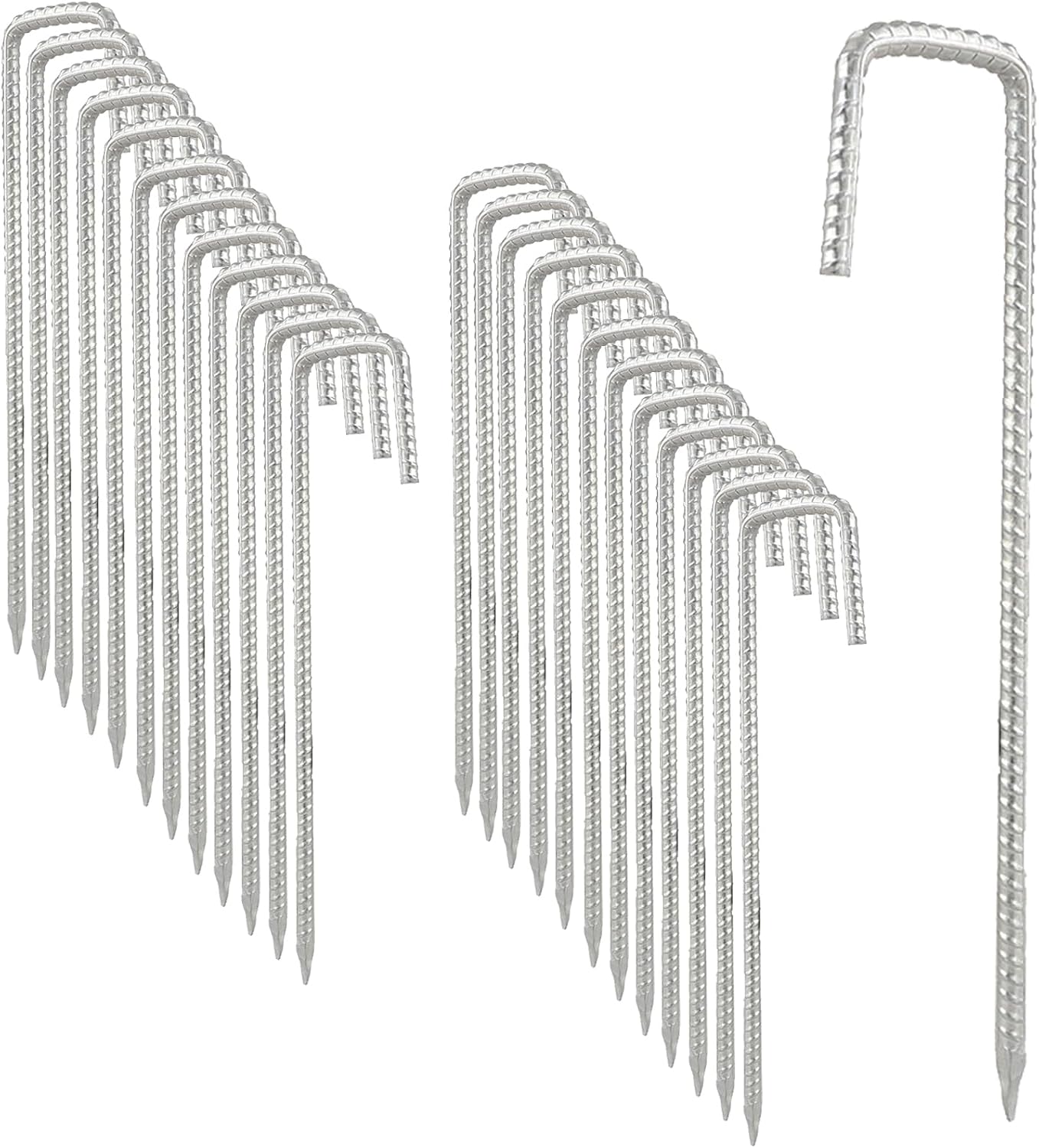 DAJAVE 24 Pcs 12 Inch Tent Pegs Metal Heavy Duty Ground Pegs, 8mm Thick ...