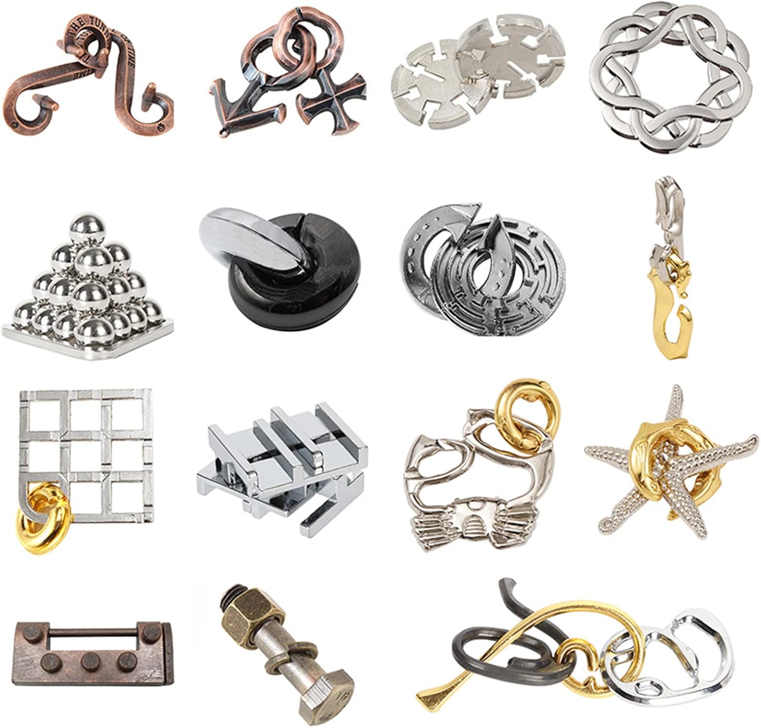 Amazon.com: 15Pcs/Set Brain Teaser Metal Puzzle Sets, 3D Unlock ...