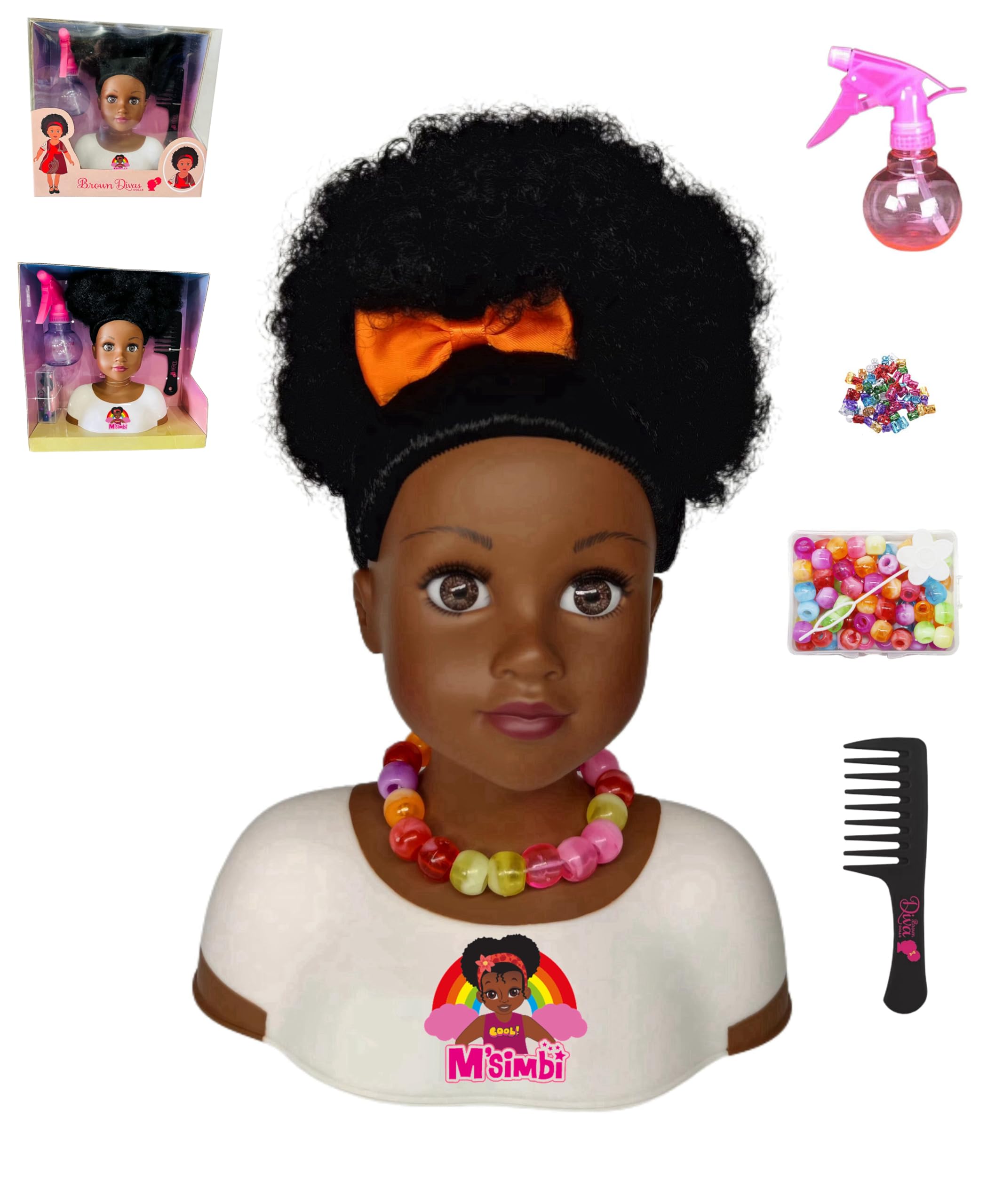 Amazon.com: Black African Brown Styling Head Dolls with Curly Afro Hair ...