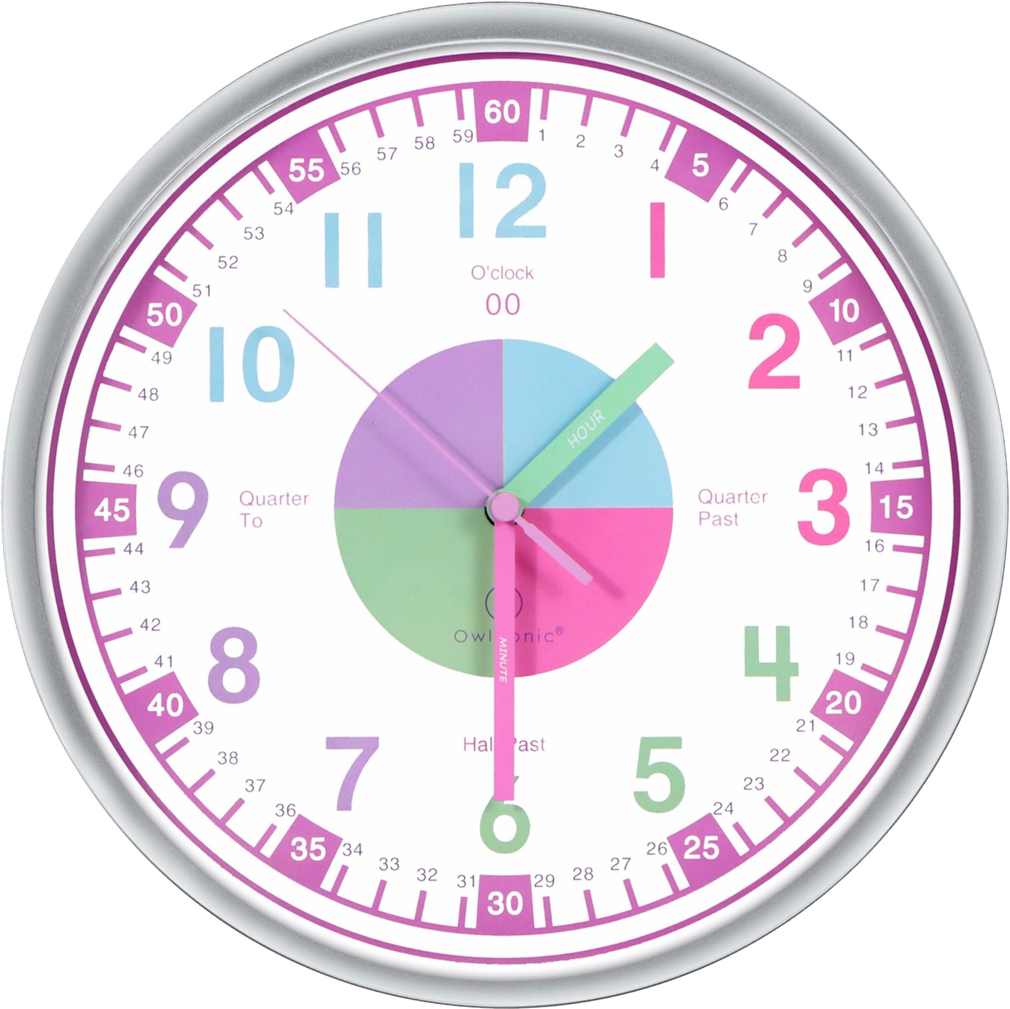 Amazon.com: OWLCONIC Telling Time Teaching Clock - Bundled with Kids ...