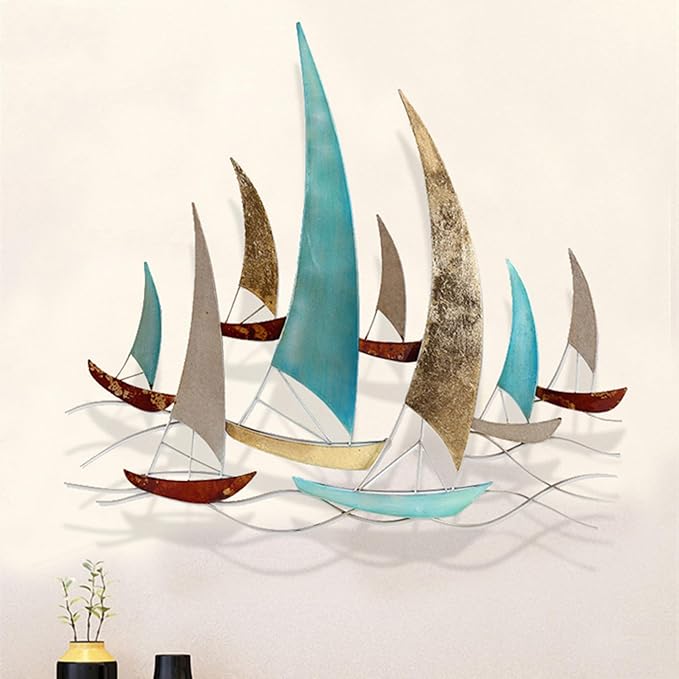 Amazon.com: edaknez 3D Metal Ship Wall Decor, Large Sailboat Wall ...