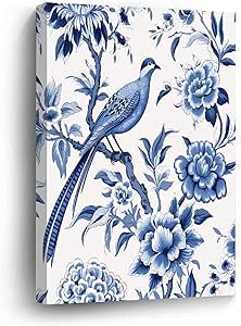 Amazon.com: Classic Chinese Style Canvas Wall Art Chinoiserie Blue ...