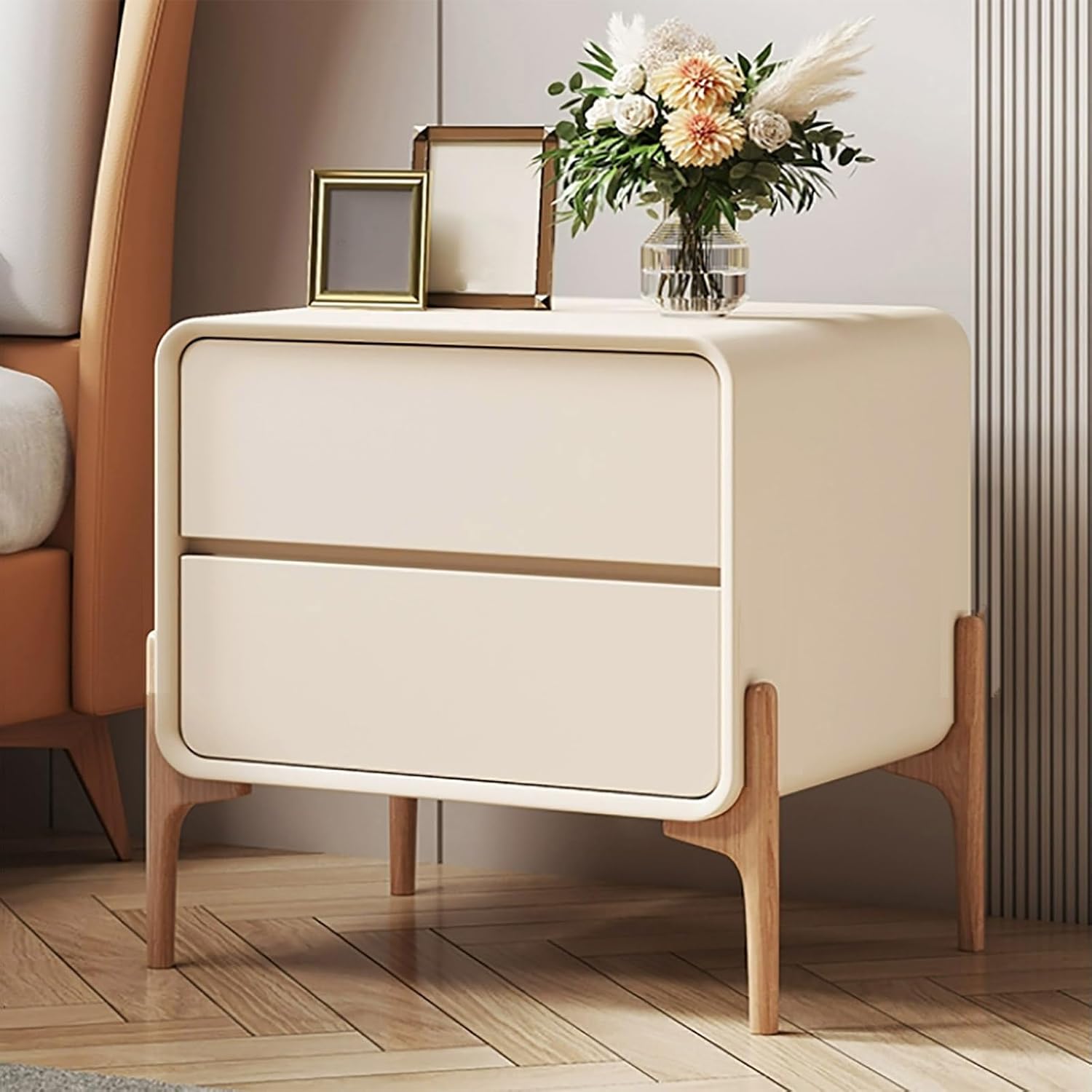 Amazon.com: Modern Minimalist Home Double Drawer Small Bedroom Bedside ...