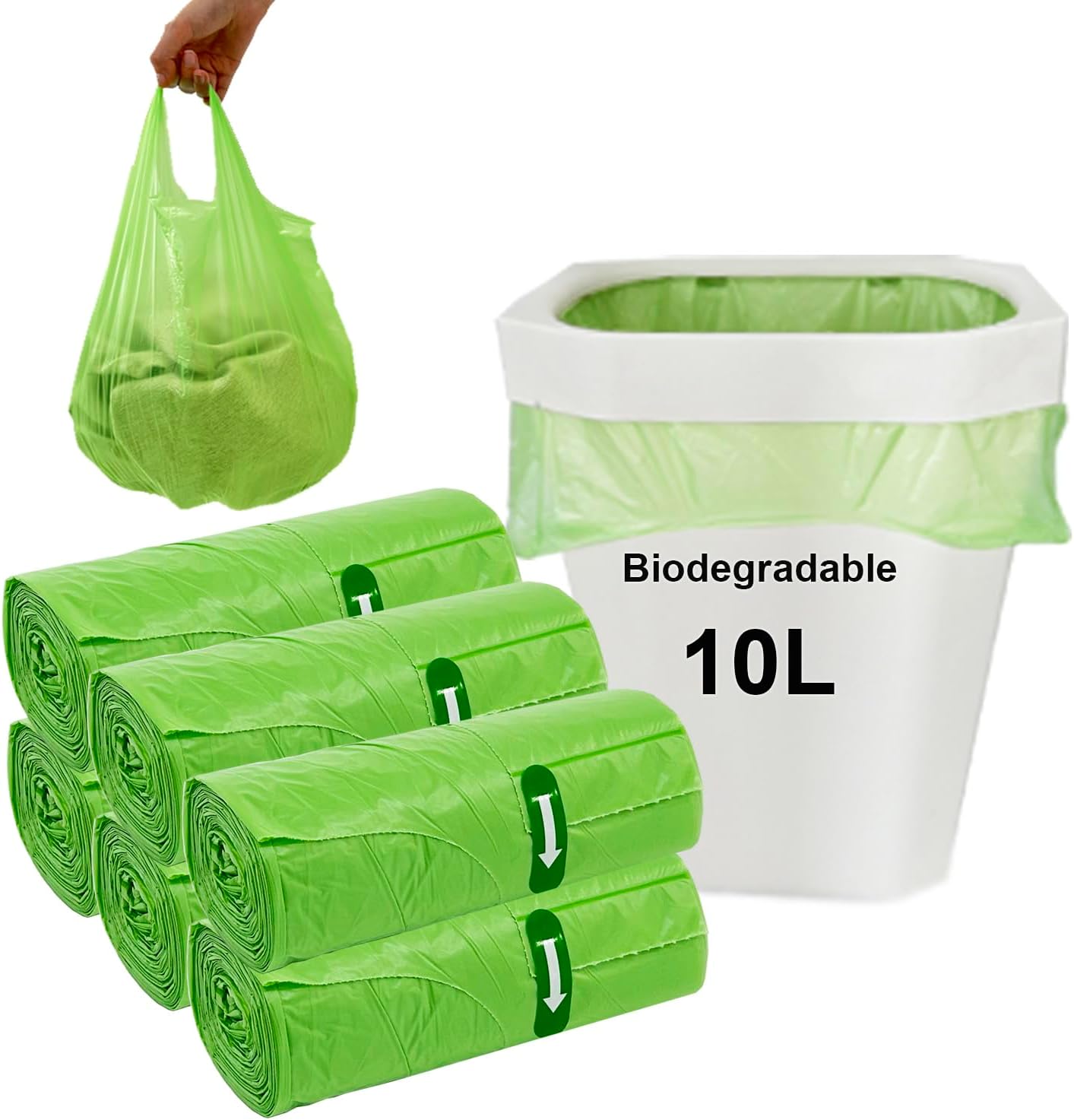 Biodegradable Bin Bags Liners 120PCS, 10L Small Food Waste Bags Trash ...