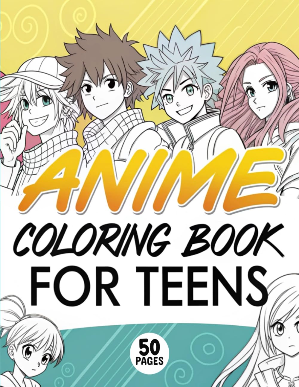 Amazon.com: Anime Coloring Book for Teens: 50 Pages of Japanese Anime ...