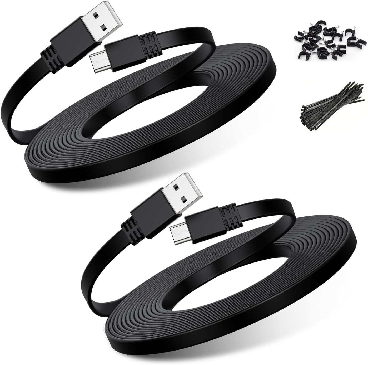 Basesailor Micro USB Power Cable 3M/2Pack,Flat Micro USB Charging Power ...