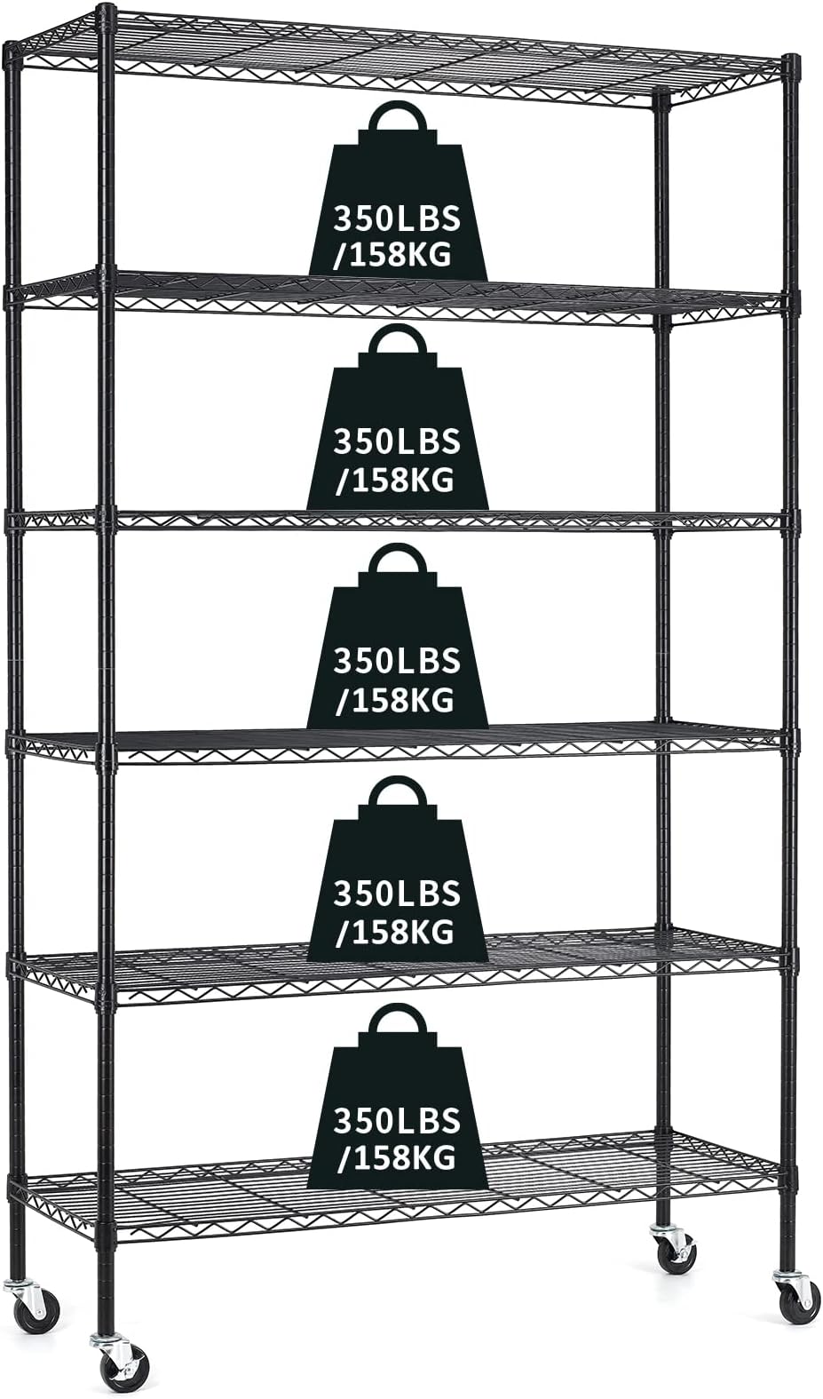 REIBII 5 Tier Metal Shelving Unit Storage Shelves Loads 375KG Metal ...