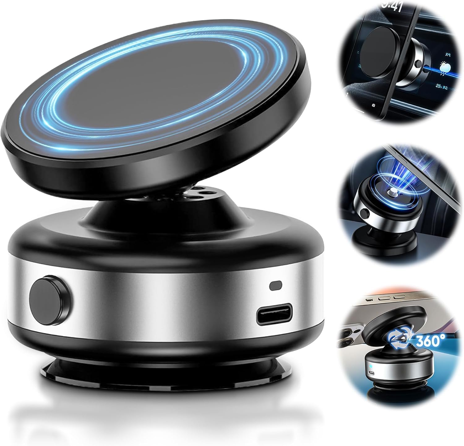 Xkimos 360° Rotating Vacuum Magnetic Phone Holder, Double-Sided Strong ...