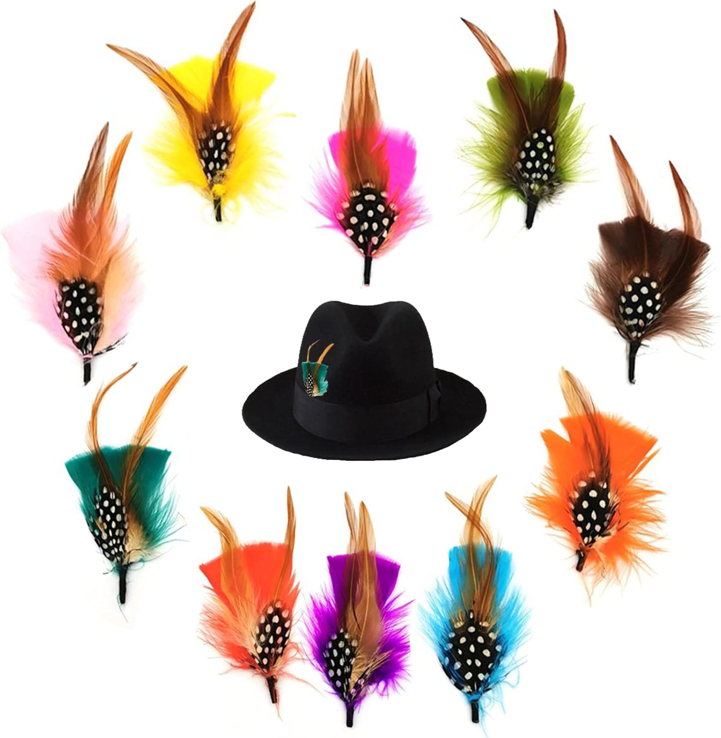 Amazon.com: Mimeile Hat Feather Assorted Natural Feather Men Women Hats ...