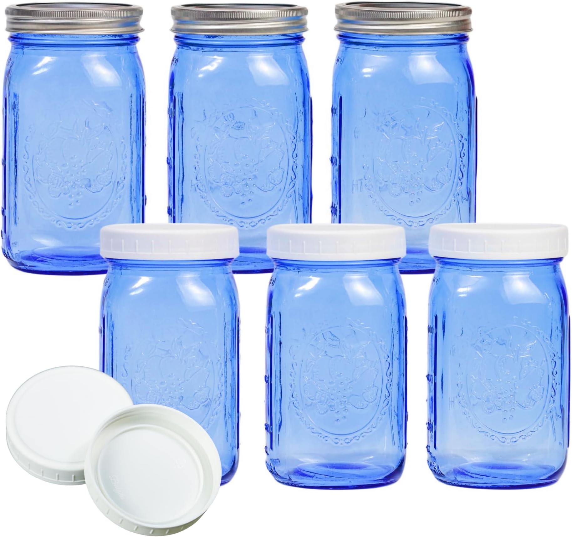 Amazon.com: 12 Pieces 32 oz Colored Mason Jars Glass Mason Jars with ...