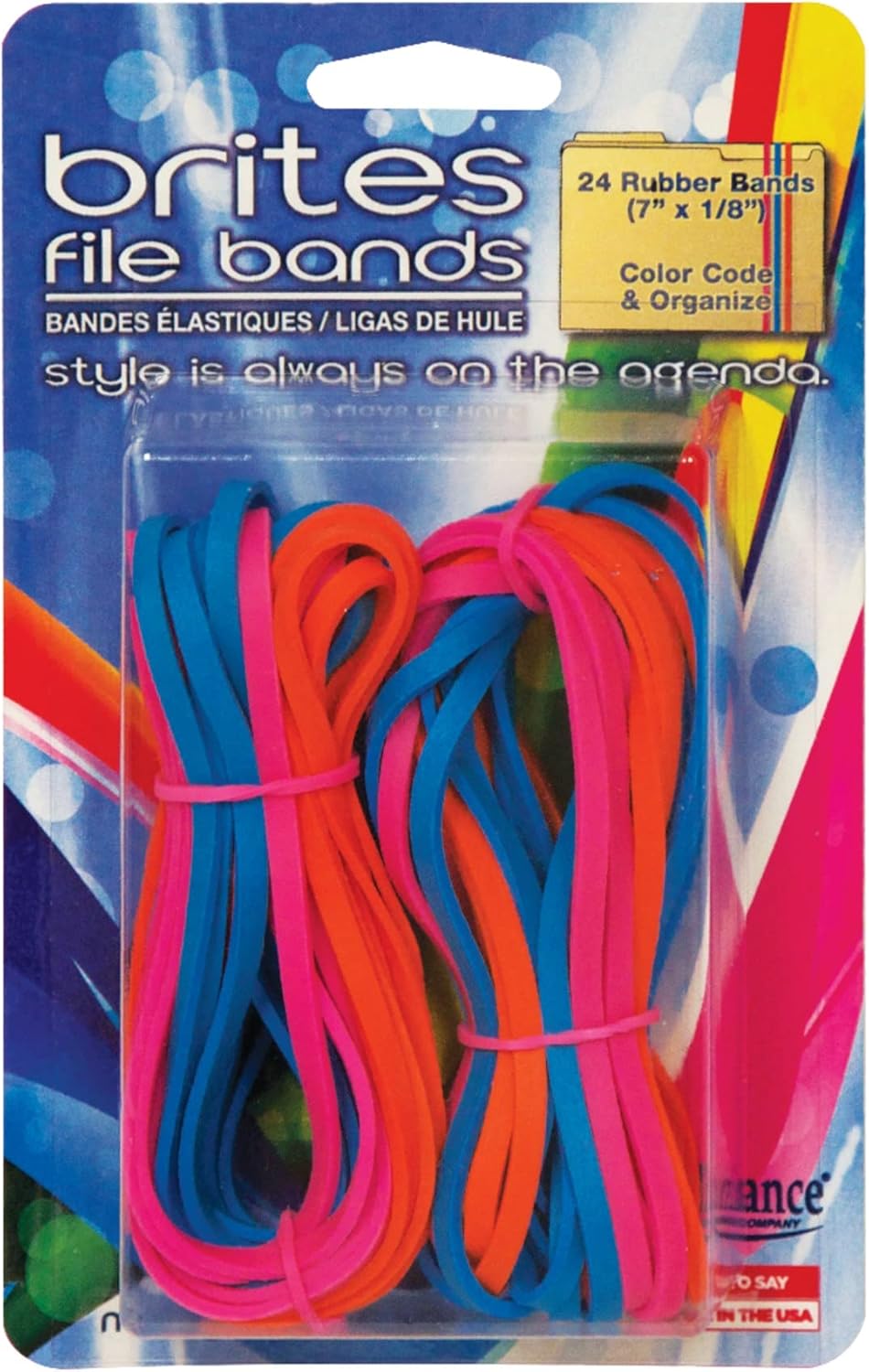 Amazon.com : Alliance Rubber 07755 Non-Latex Brites File Bands, Colored ...