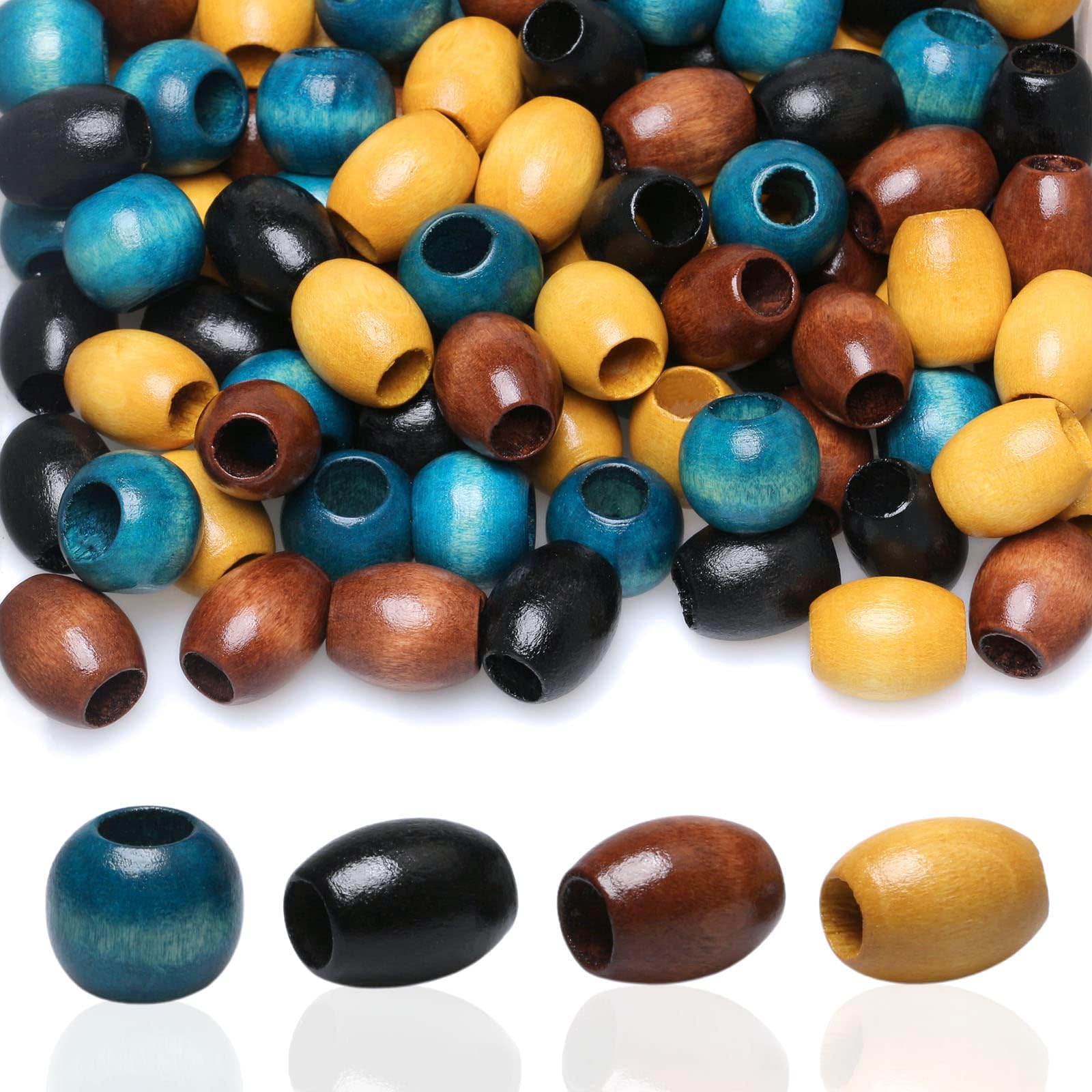 Amazon.com: -17x14mm Oval Wooden Beads and 16mm Round Wooden Beads-120 ...
