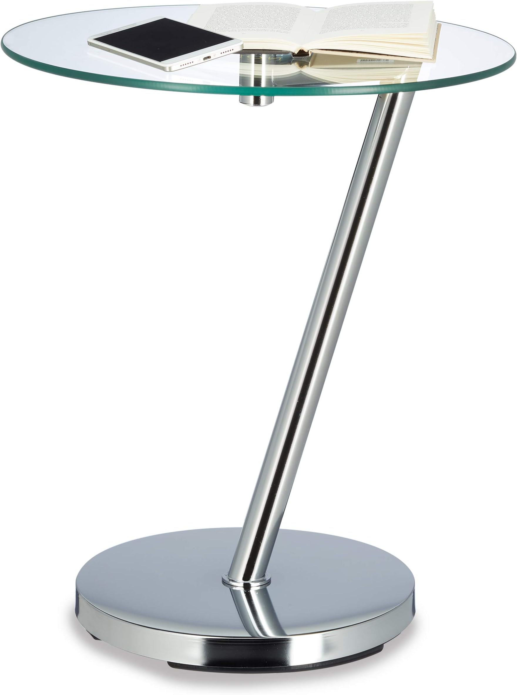 Relaxdays Glas and Chrome, Round Side Coffee Tea, End Table Garden ...