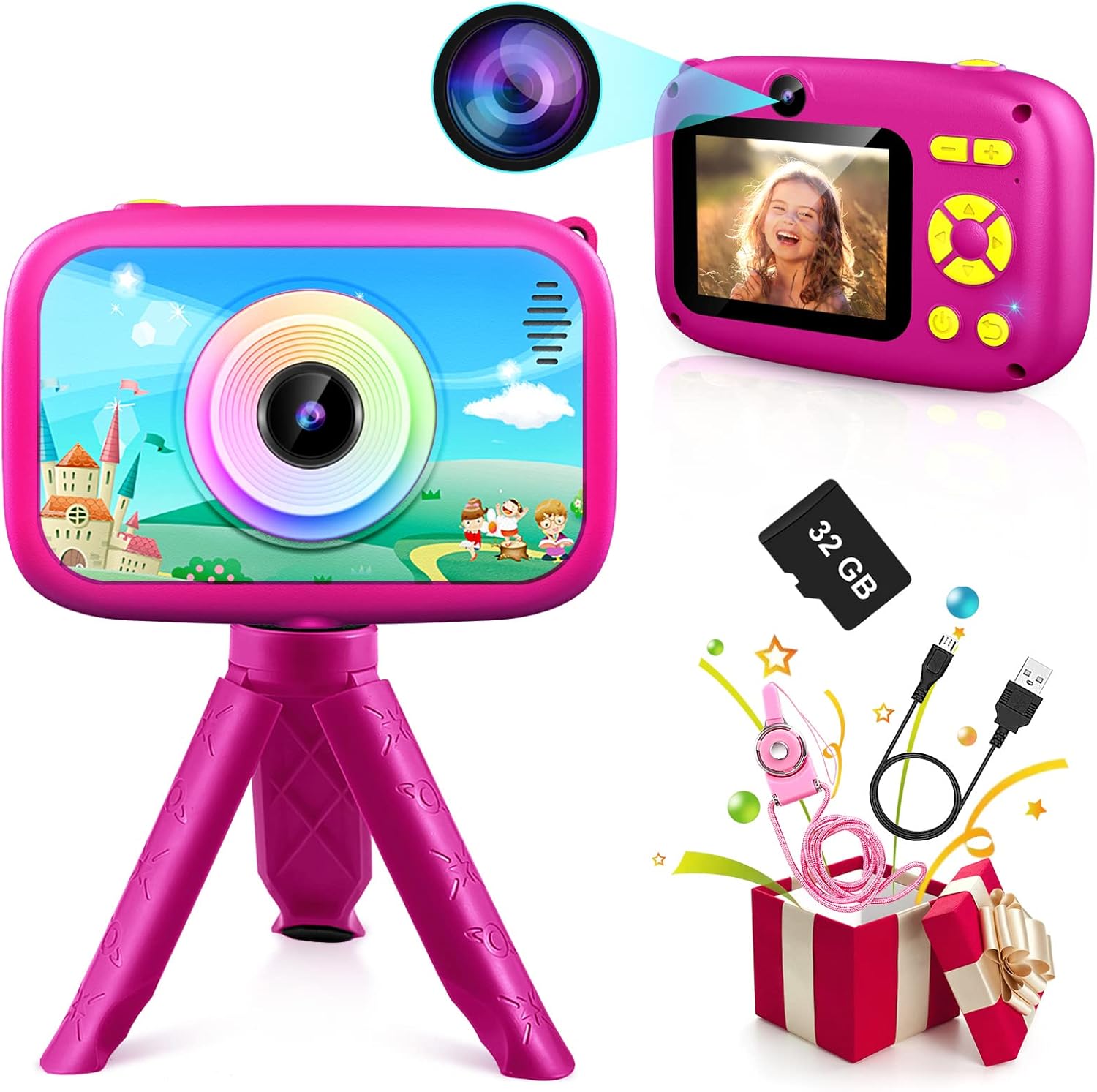 Amazon.com: ASIUR Kids Camera Toys for Girls Birthday Gifts, Upgraded ...