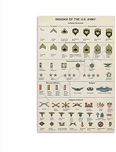 Amazon.com: DEAVER US Military Rank Insignia Poster Enlisted Officers ...