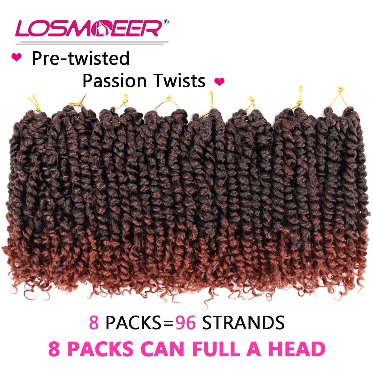 Buy 8 Packs Passion Twist Hair 8 Inch Pre Twisted Passion Twist Crochet 8067