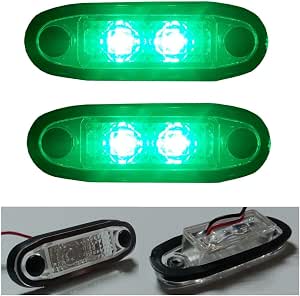 2 X GREEN FLUSH KELSA BARS 2 LED MARKER BARS LIGHTS INDICATOR LAMPS 12V ...