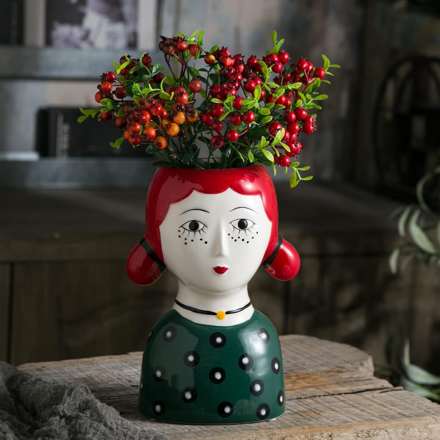 Amazon.com: Tanvecle Face Flower Vase, Cute Girl Head Vase for Modern ...