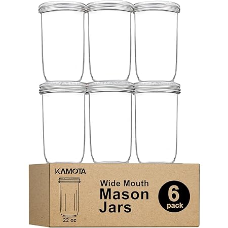Amazon.com: VERONES Wide Mouth Mason Jars 22 oz, 22 OZ Mason Jars ...