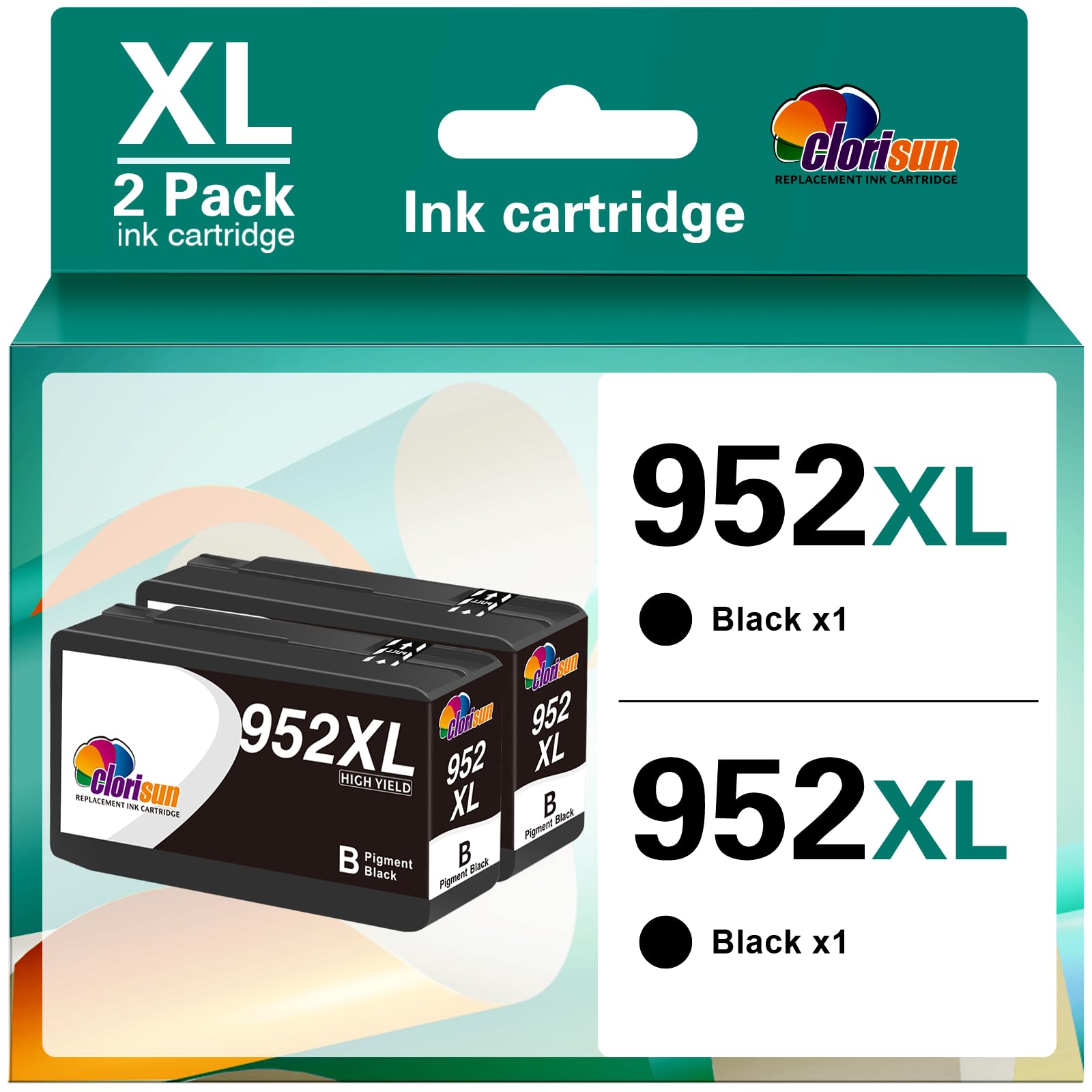 Clorisun 952 952XL Black Ink Cartridge Combo Pack Replacement for HP ...