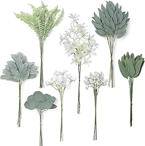 Amazon.com: YXZZWL Artificial Greenery Stems Box Set，85 Pcs with 8 ...