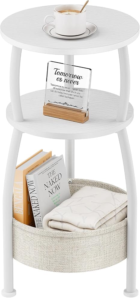Amazon.com: Yuede Small Round Side Table for Living Room with Storage ...