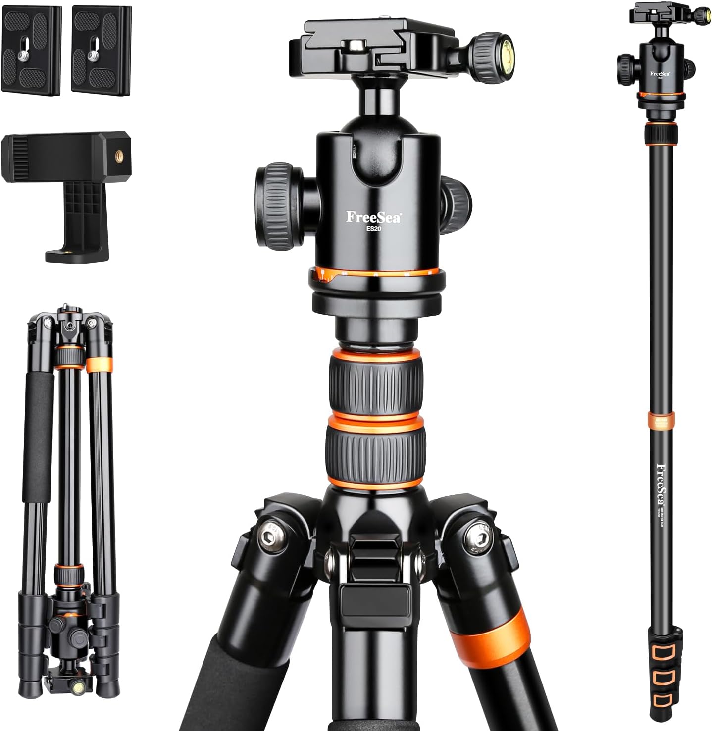 Amazon.com : FreeSea 70-inch Tripod, Aluminum Camera Tripod Monopod ...