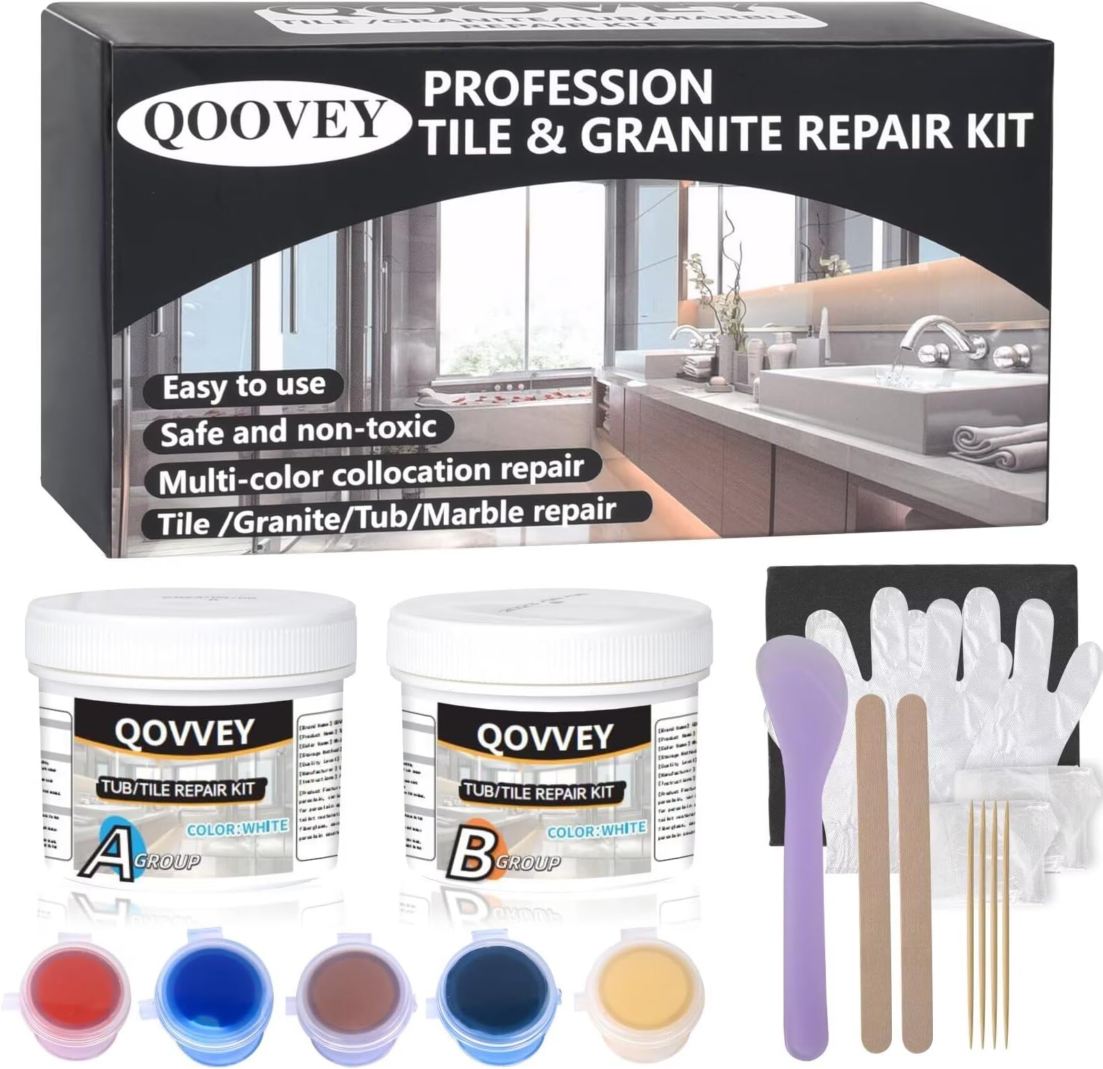 Tile & Fiberglass Quartz Countertop Repair Kit (Color Match), Granite ...