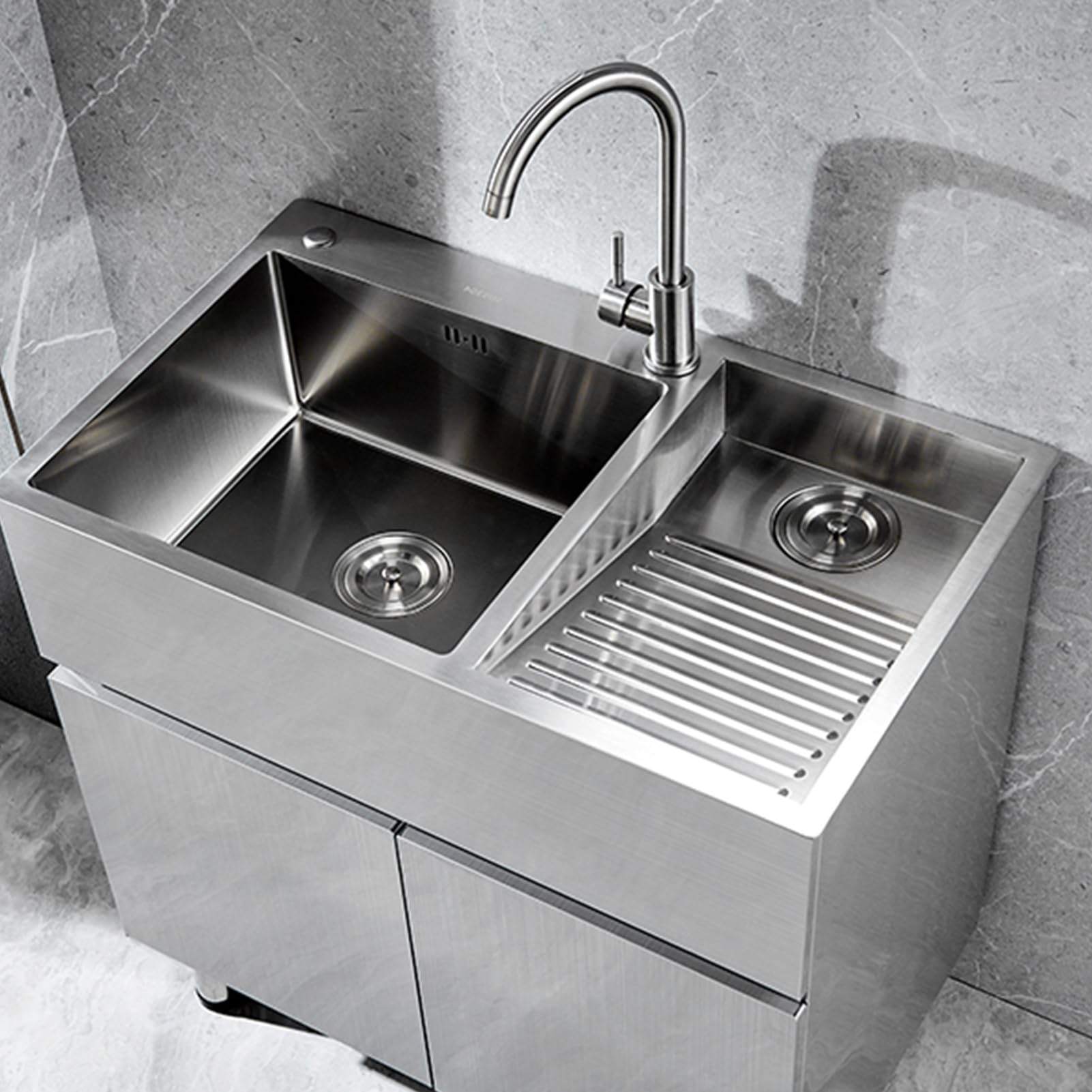 Stainless Steel Kitchen Sink with Faucet Laundry Utility Sink With ...
