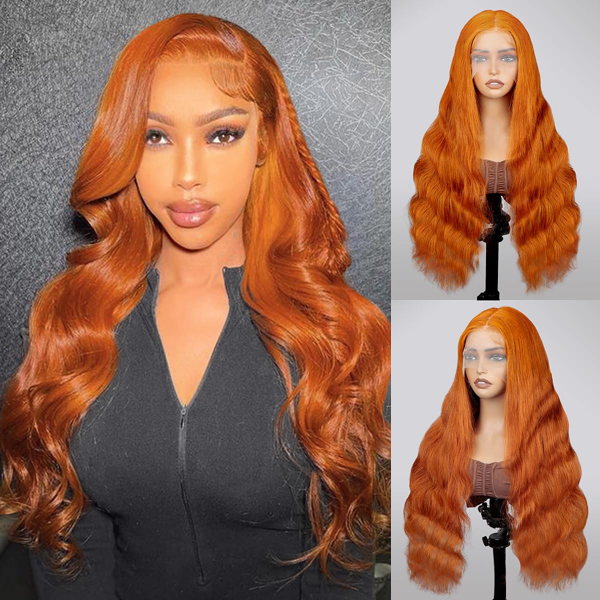 Amazon.com : 13x6 Ginger Body Wave Lace Front Wigs Human Hair Orange ...
