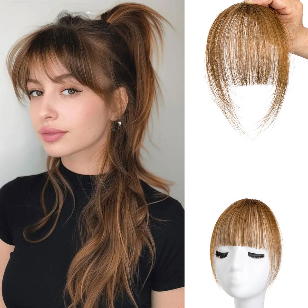 Amazon.com : Bangs Hair Clip in Bangs 100% Real Human Hair Extensions ...