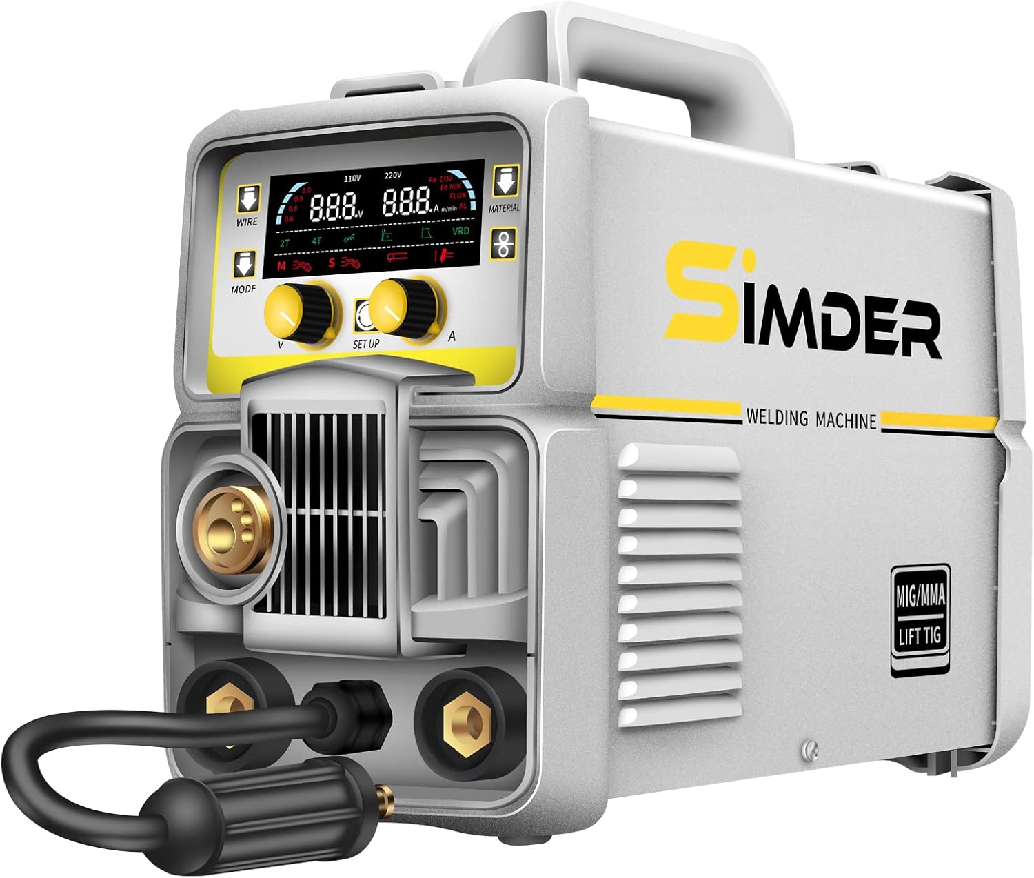 SIMDER Soldador MIG de aluminio 250D 110V/220V Dual Voltag Gas MIG Flux ...