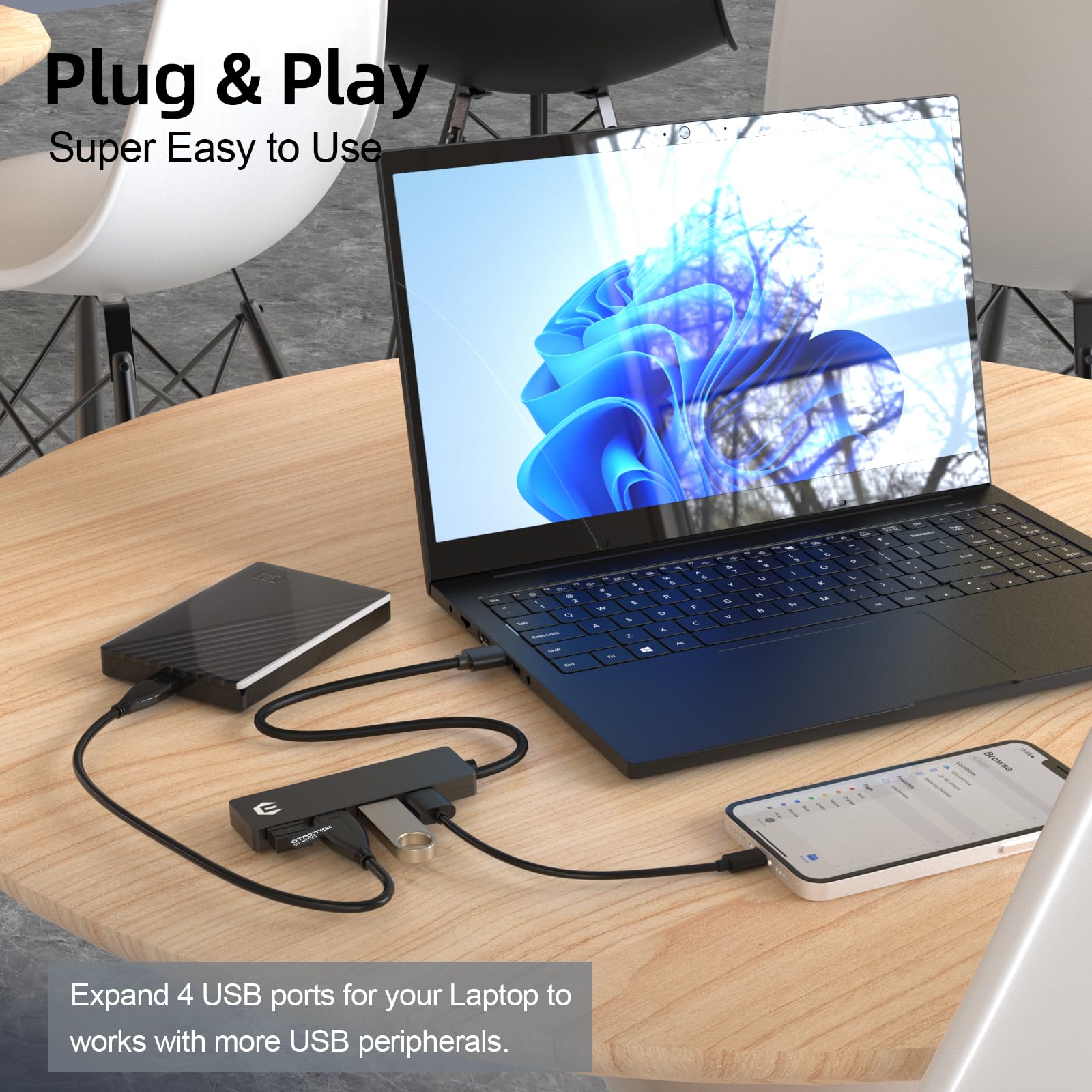 Snapklik.com : SUTOUG USB 3.0 Hub - 4-Port Extra Light Data Hub