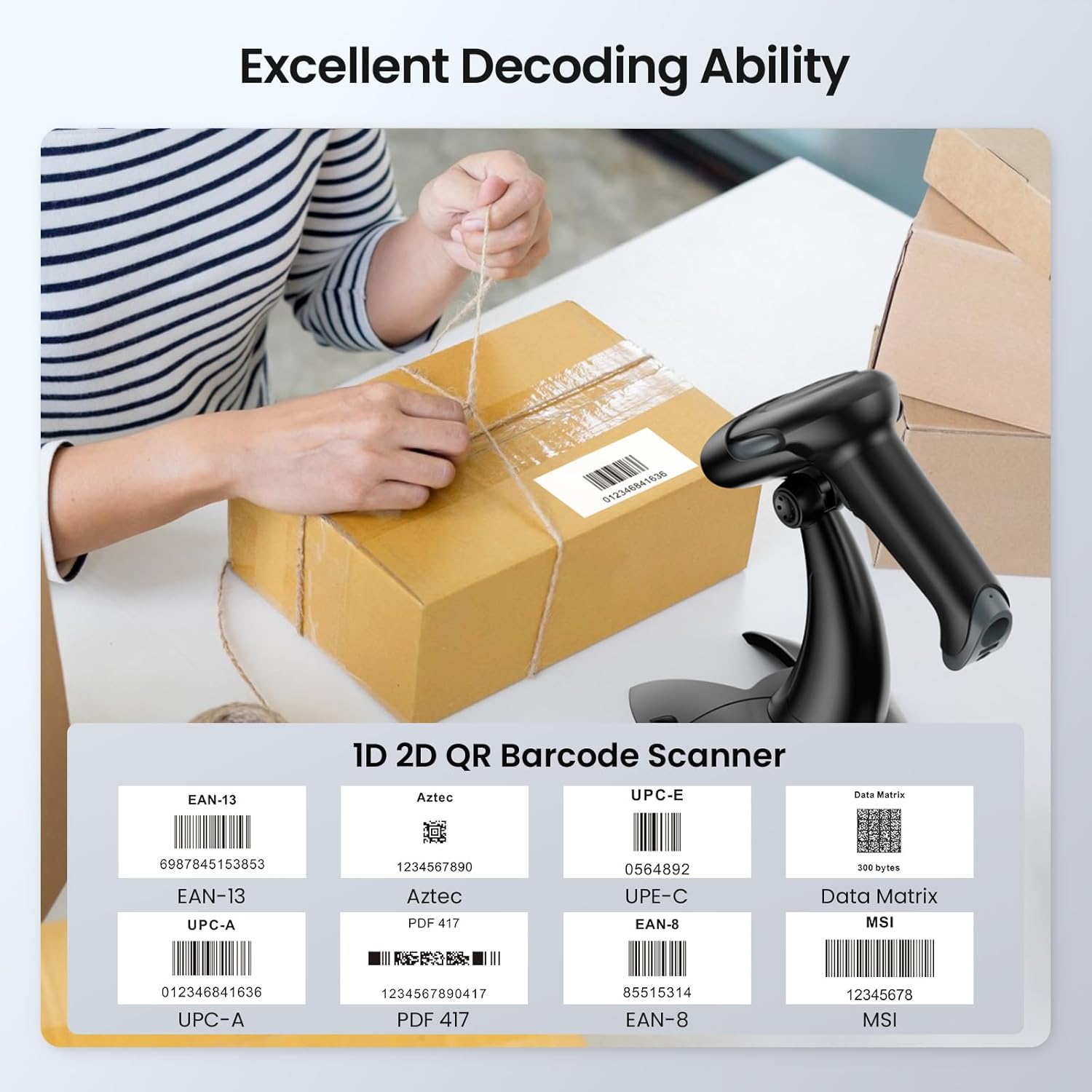 Eyoyo 2D Wireless Barcode Scanner with Stand User Manual