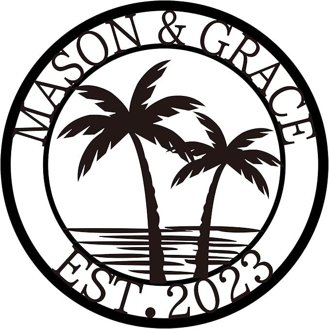 Amazon.com: Stylish Palm Tree Wall Decor - Personalized Metal Sign ...