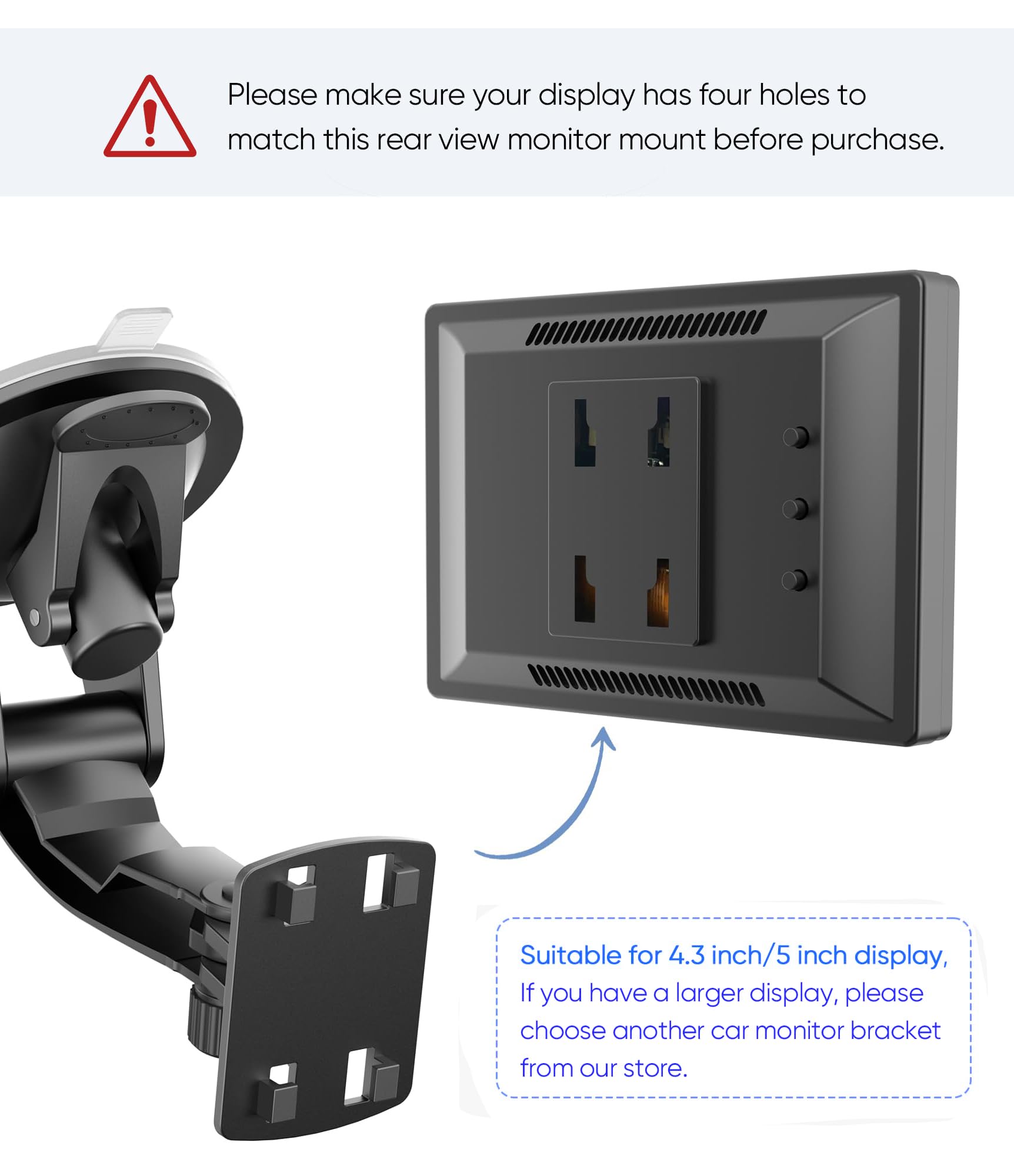 Unifizz Car Backup Camera Monitor Mount -Suction Cup Bracket for ...