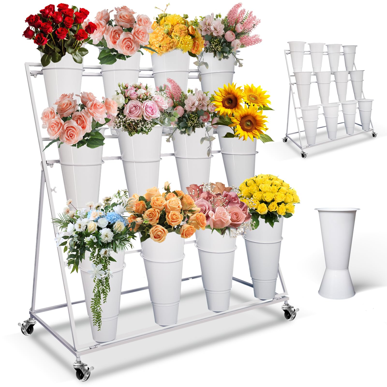 Amazon.com: 3 Tier Flower Display Stand with 12PCS Buckets, Metal ...