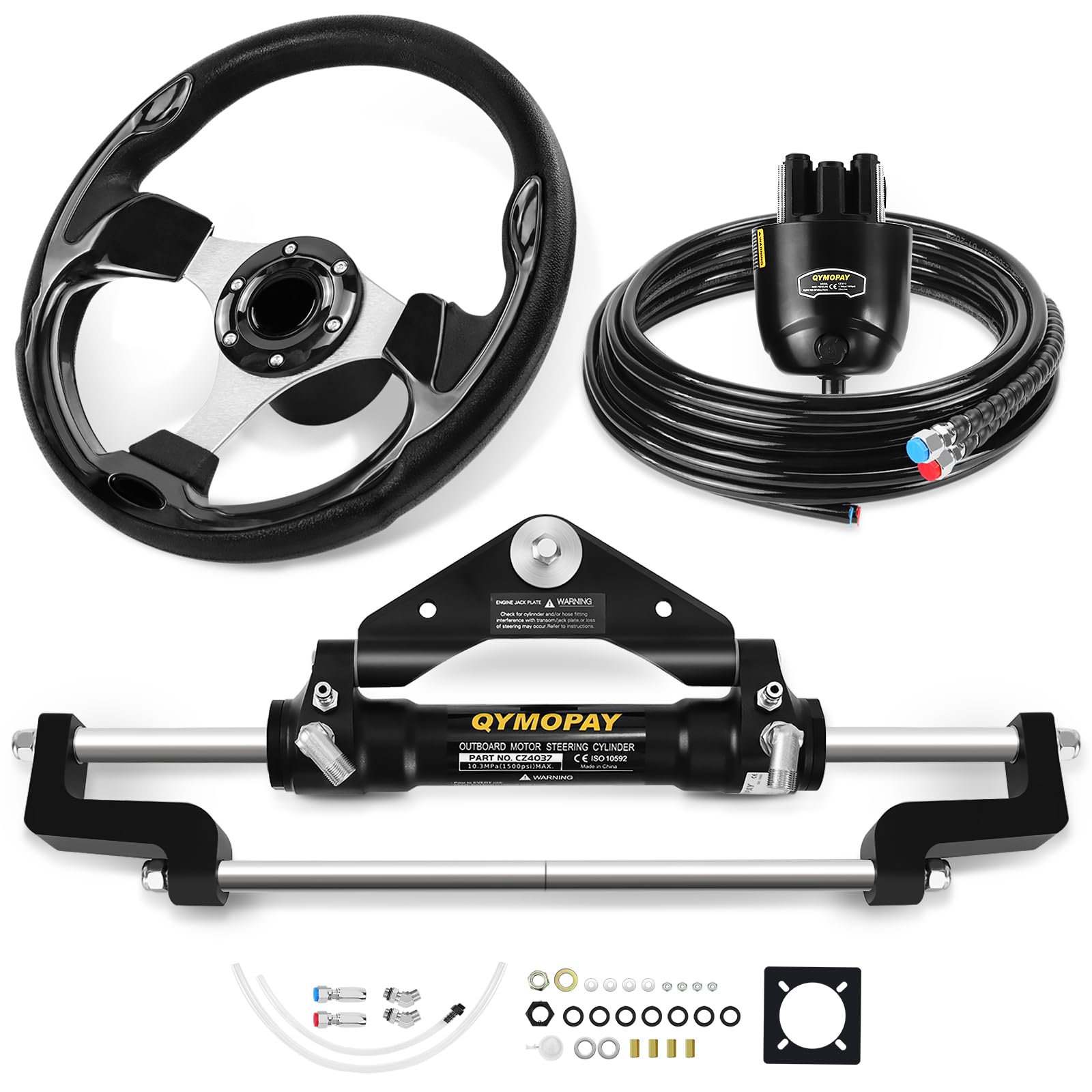 Snapklik.com : QYMOPAY 300HP Hydraulic Outboard Steering Kit, Marine ...