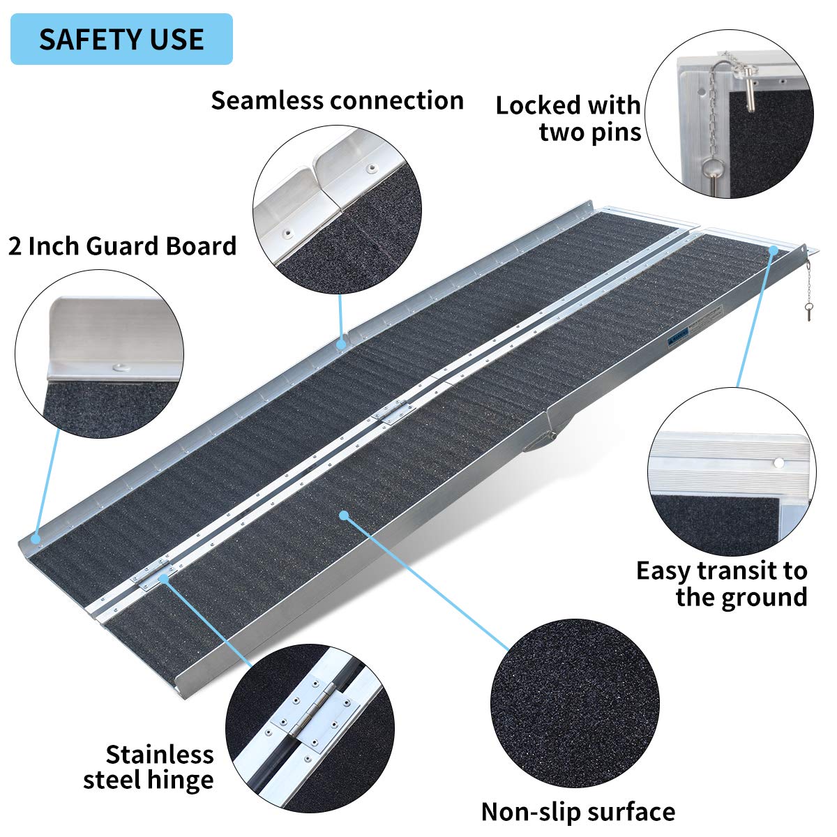 Snapklik.com : 6FT Non-Skid Traction Folding Aluminum Wheelchair Ramp ...