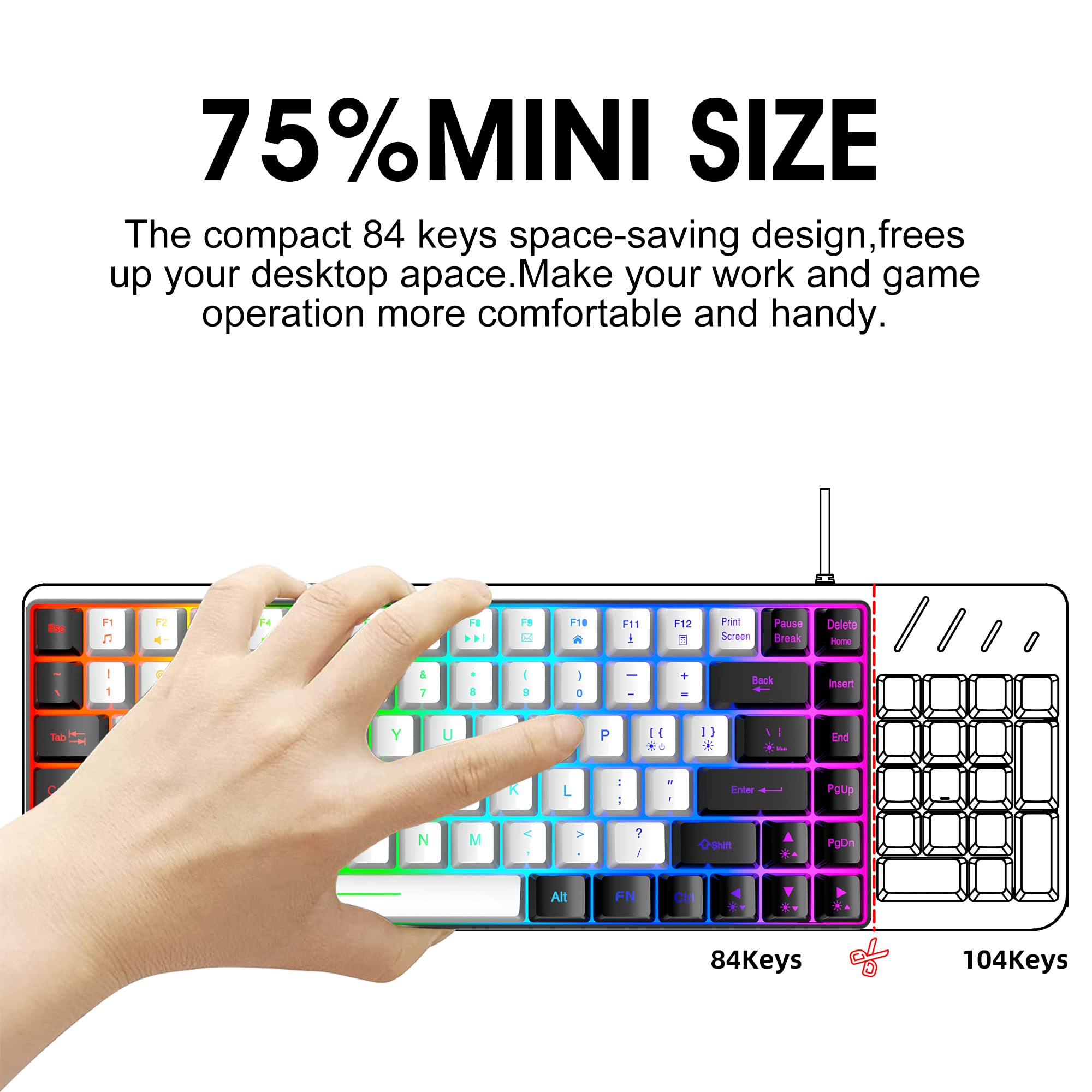 Snapklik.com : Snpurdiri 75 Percent Wired Gaming Keyboard, Mini Gaming ...