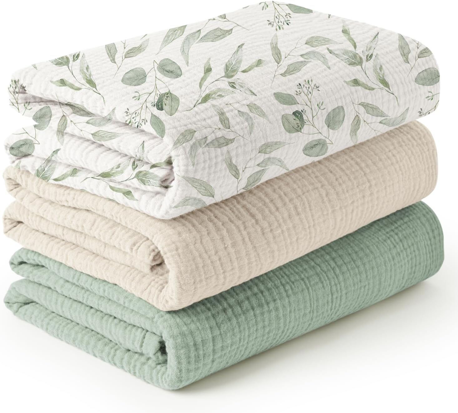 Amazon.com: Konssy 3 Pack Muslin Swaddle Blankets for Unisex, Newborn ...