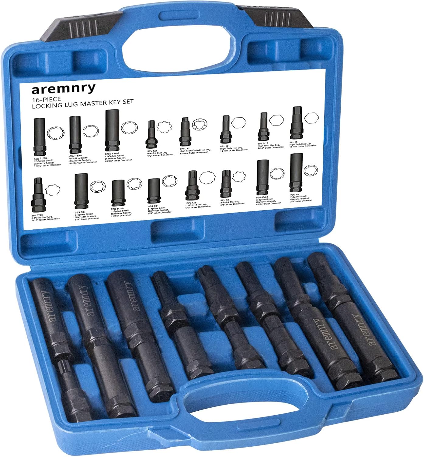 Buy aremnry 16 Piece Universal Locking Lug Nut Master Key Set Wheel ...