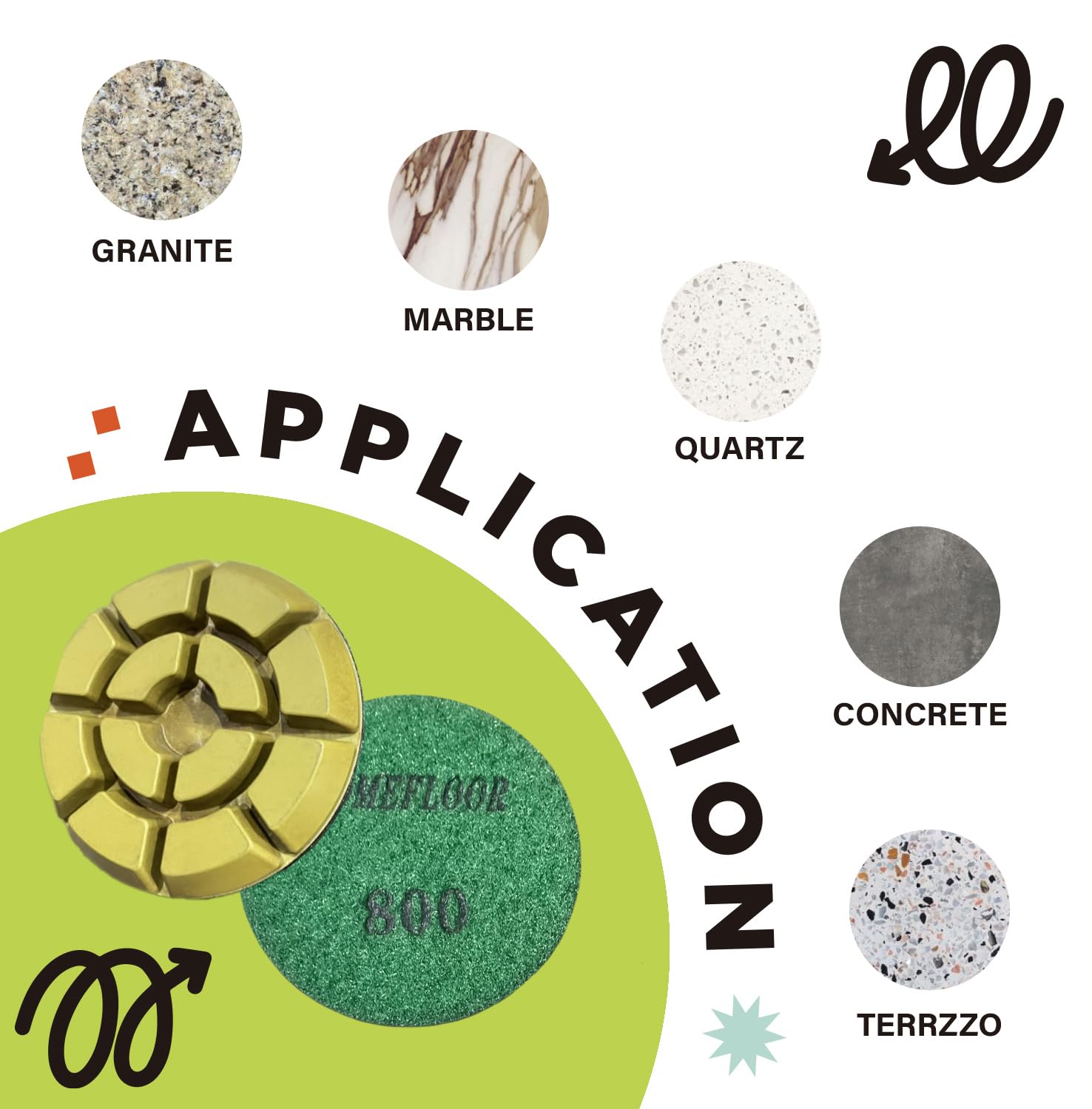 Snapklik.com : Diamond Floor Polishing Pads, 3 Inch Resin Bond Hook And ...