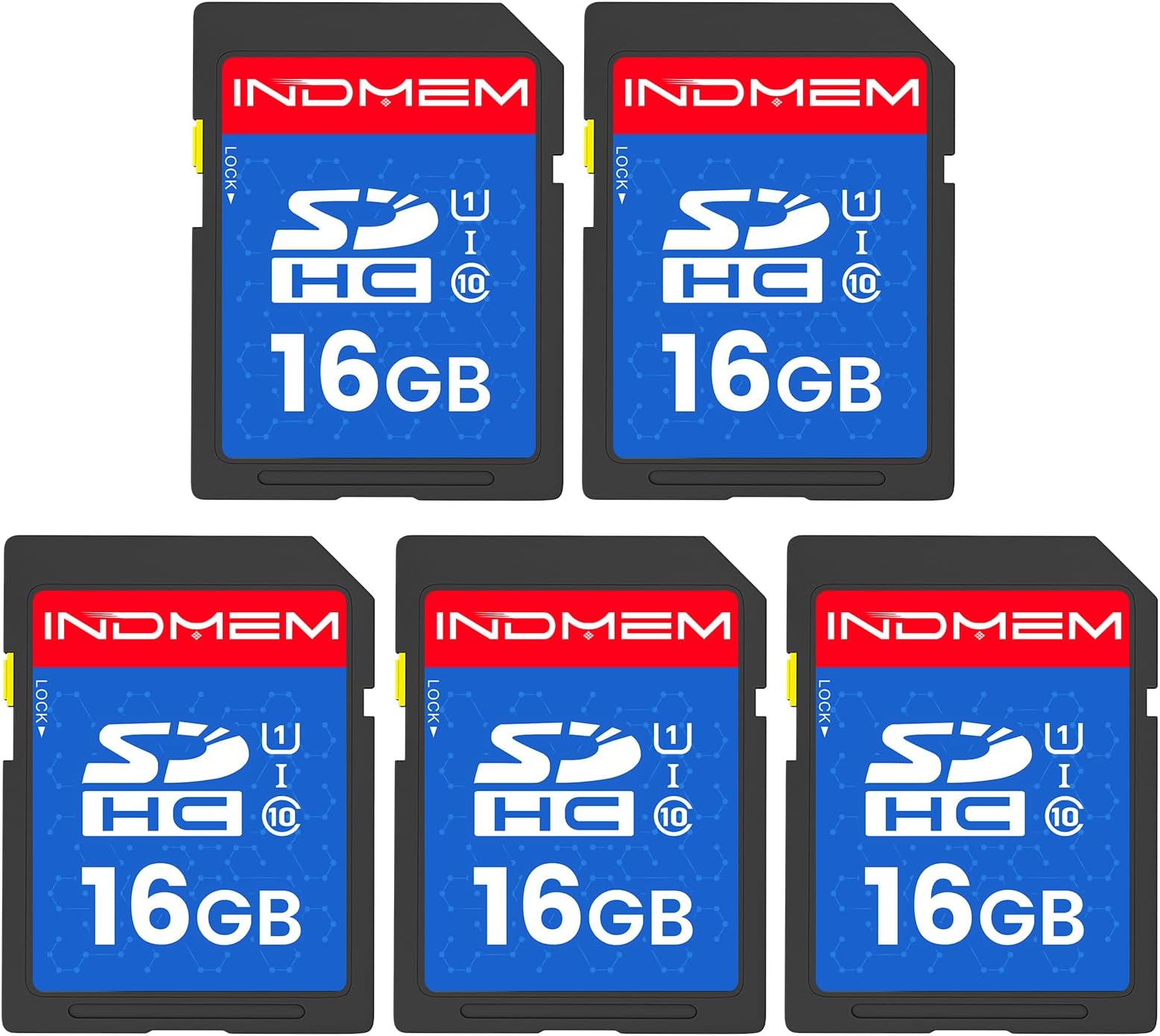 INDMEM SD Card Pack, 5 x 32GB UHS-I SDHC U1 Class 10, High Speed for ...
