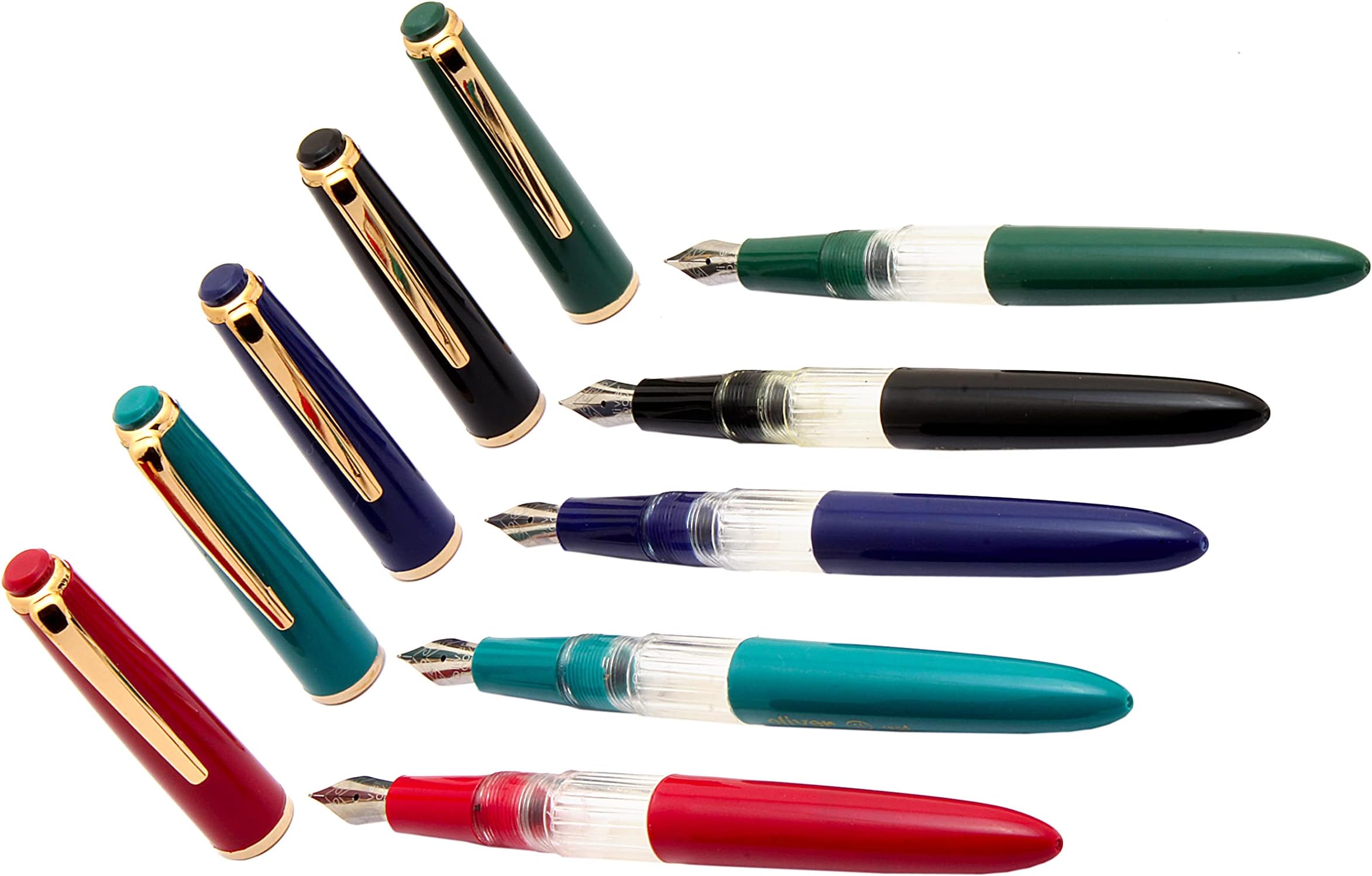 Ledos Set Of 5 Oliver Graduate Medium Nib Window Eyedropper Fountain Pens Golden Trims : Amazon ...