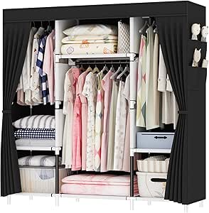 OPPAIYA Canvas Wardrobe, Zippered Foldable Closets, Pop up wardrobe ...