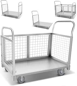 Amazon.com: 4 Wheels Platform Truck Cart with Cage, Cart with Cage 4-in ...